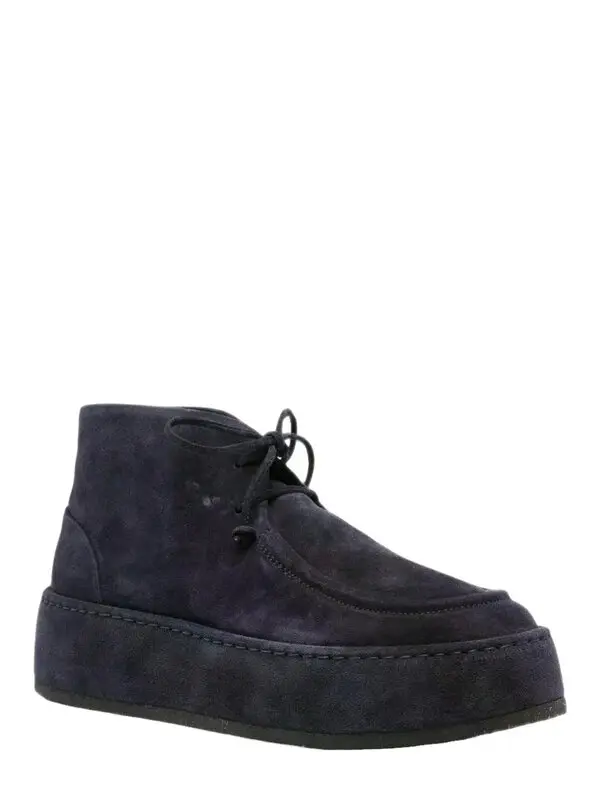Agl Suede Lace-up Boots With Platform Sole - Blue