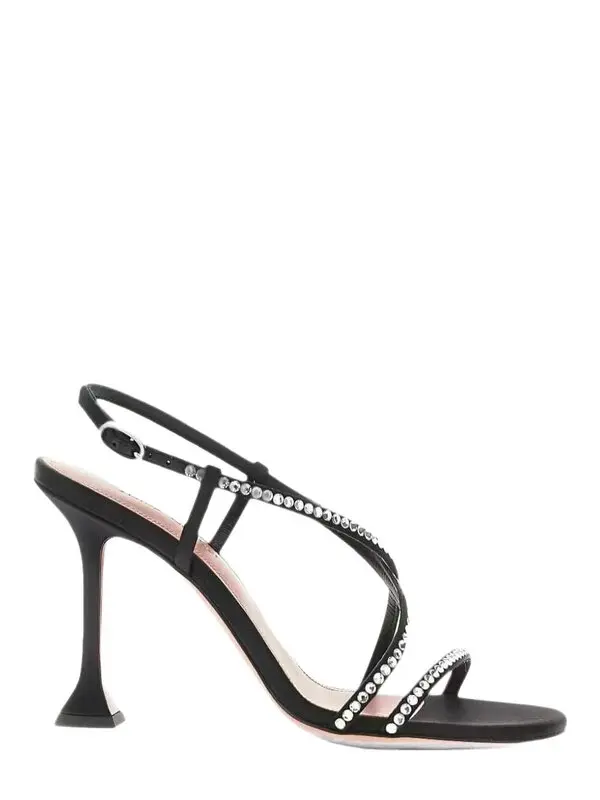 Amina Muaddi Crystal-embellished Silk Sandals - Black