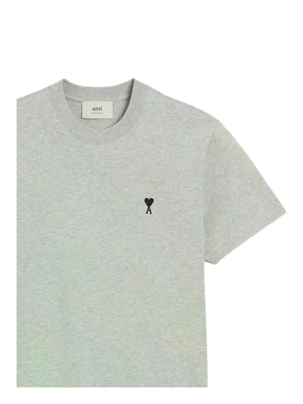 AMI Paris Cotton T-shirt With De Coeur - Grey