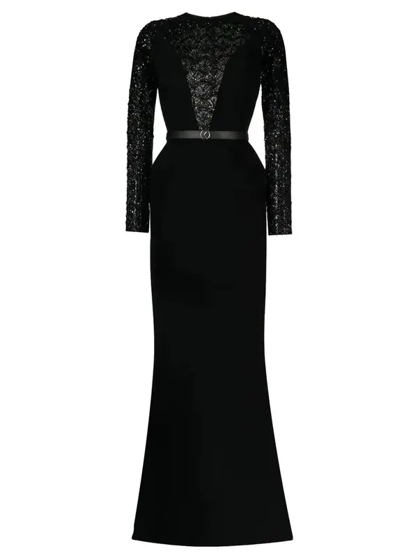 SAIID KOBEISY Embellished Long Sleeve Gown - Black