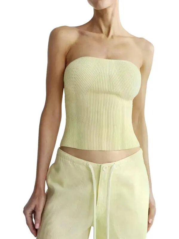 DL1961 Instasculpt™ Strapless Ribbed Knit Top - Yellow
