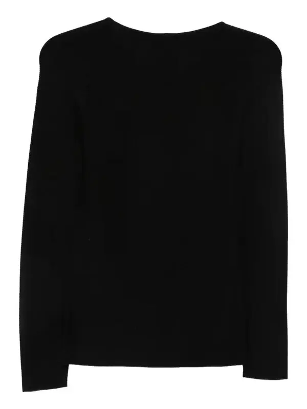 Giorgio Armani Fine-knit Round-neck Sweater - Black