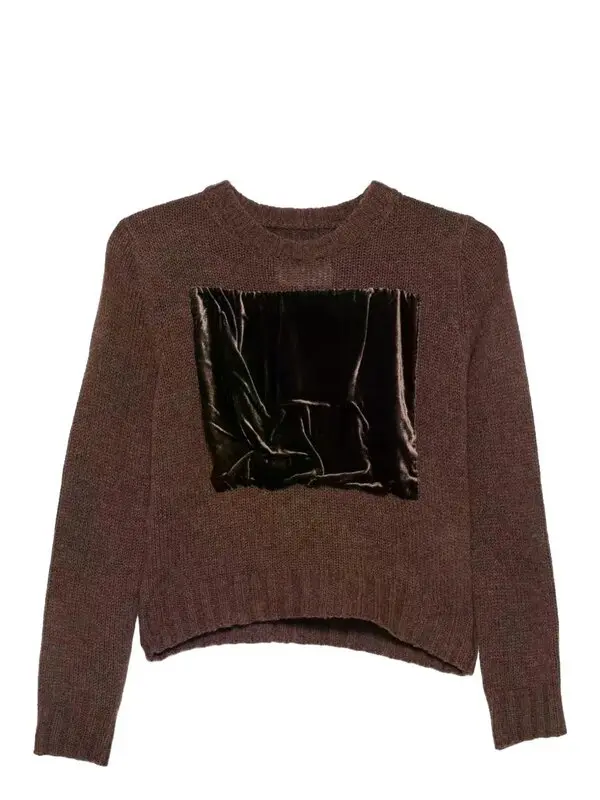 MAISON MARGIELA Velvet-patchwork Sweater - Brown