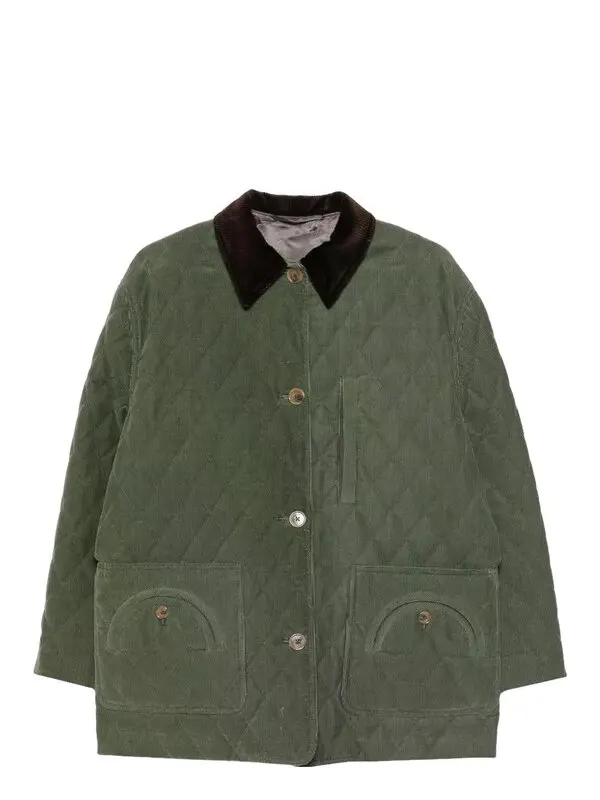 BLAZÉ MILANO Quilted Corduroy Collar Jacket - Green
