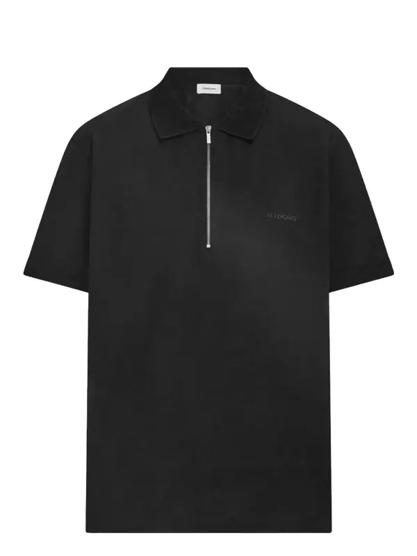 FERRAGAMO Polo With Zip Collar - Black