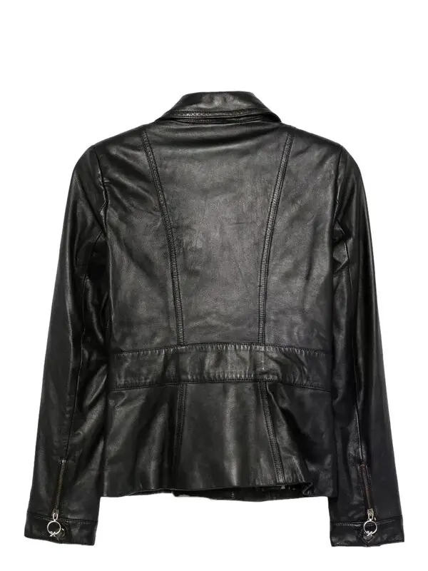 John Richmond 2000s Leather Zip-up Jacket - Black