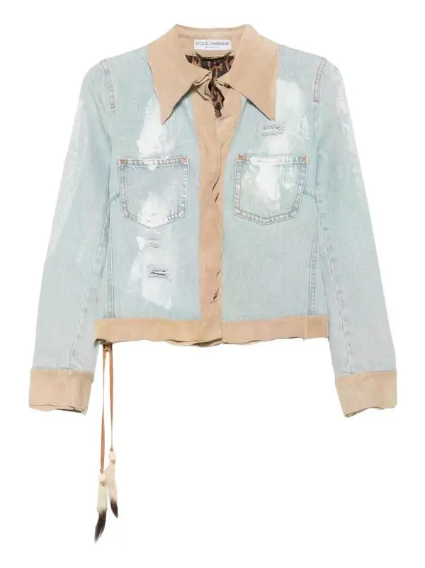 Dolce & Gabbana Distressed Panelled Denim Jacket - Blue