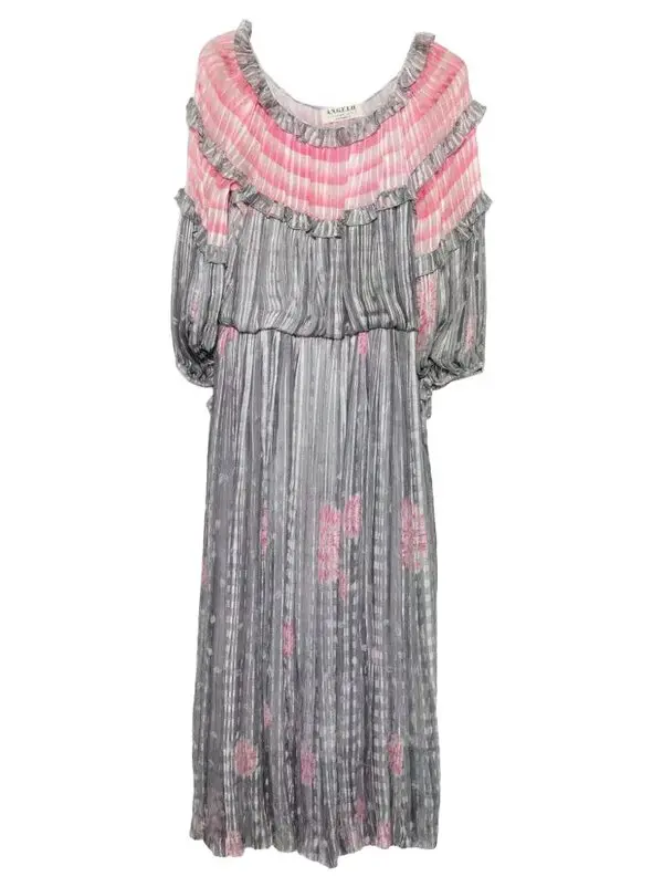 A.N.G.E.L.O. VINTAGE CULT 1970s Ruffle-trimmed Floral-print Midi Dress - Grey