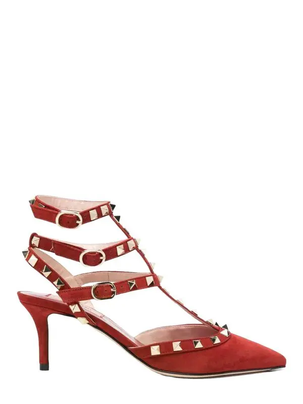 Valentino Garavani Rockstud Suede Pumps - Red