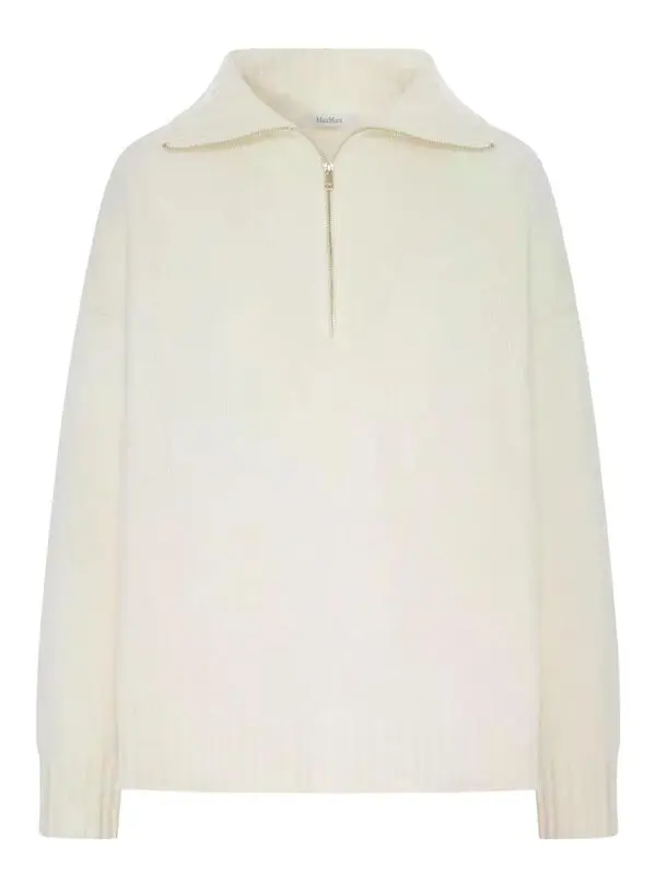 Max Mara Half-zip Knitted Sweater - Neutrals