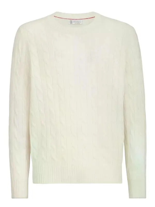 Brunello Cucinelli Cable-knit Cashmere Sweater - White