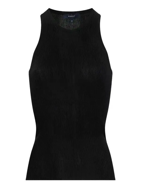 Soeur Ribbed Knit Racerback Top - Black