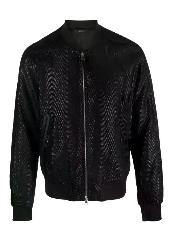 TOM FORD Wave Jacquard Bomber Jacket - Black