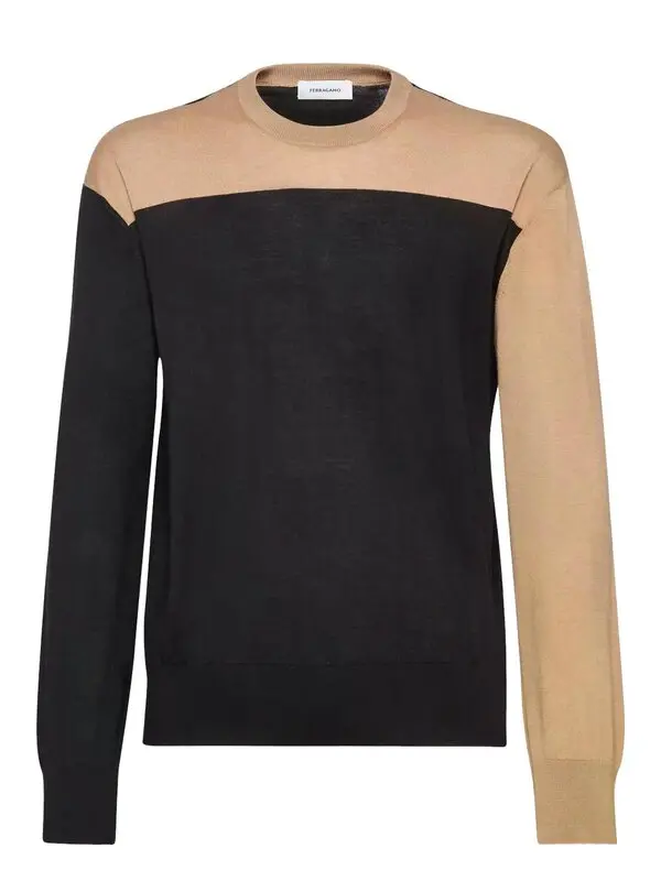 FERRAGAMO Color-block Cashmere Jumper - Neutrals