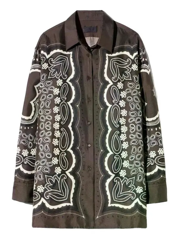 NILI LOTAN Alfie Bandana-print Shirt - Brown