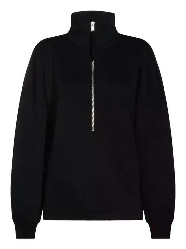 THOM KROM Half-zip Ruched-sleeve Sweater - Black