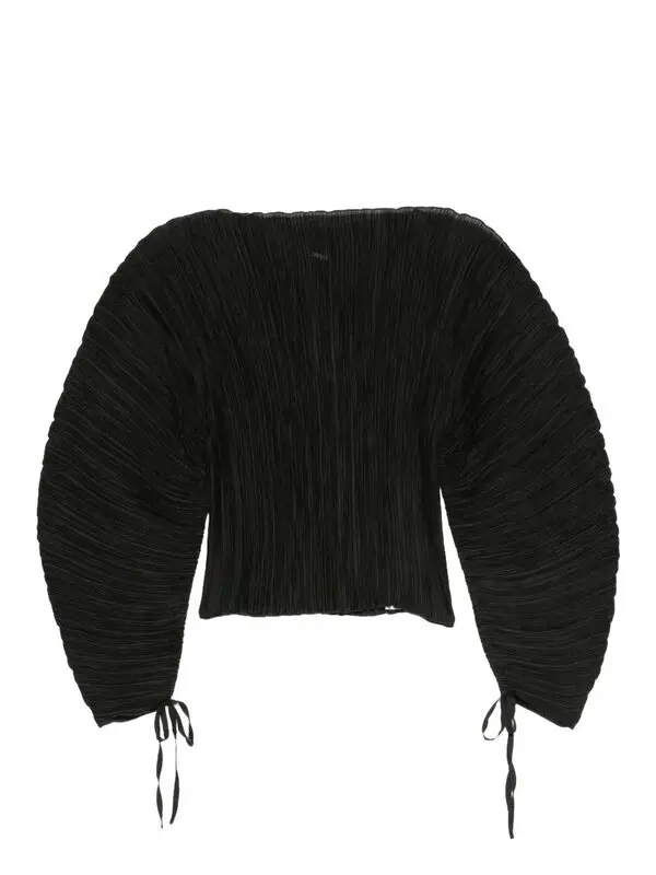 Cult Gaia Bega Plissé Balloon Sleeve Top - Black