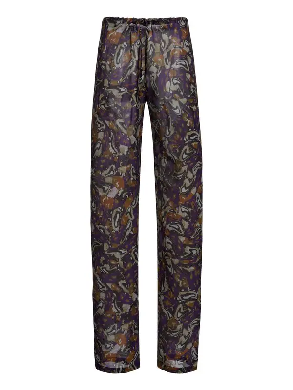 Dries Van Noten Pachas Printed Straight-leg Georgette Trousers - Purple