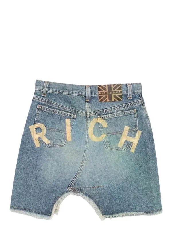 John Richmond 2000s Distressed Hem Miniskirt - Blue