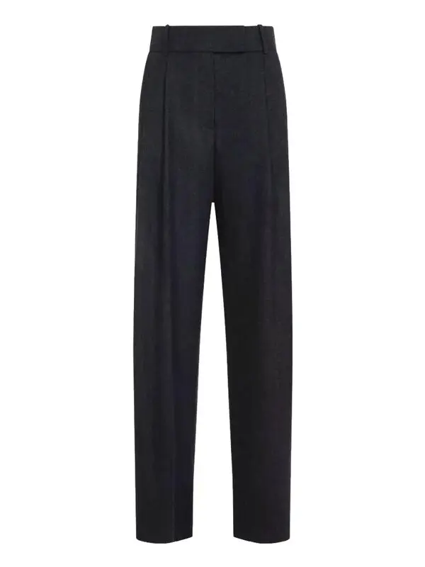 Giorgio Armani Wool Wide-leg Pleated Trousers - Grey