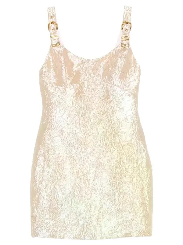 Versace Crushed Buckle-detail Mini Dress - Neutrals