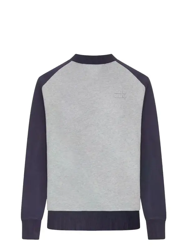 Miu Miu Raglan Sleeve Logo Embroidered Sweatshirt - Grey
