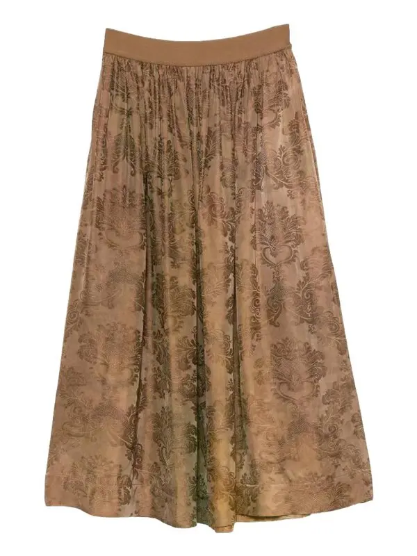 UMA WANG Gillian Pattern Gathered Midi Skirt - Neutrals