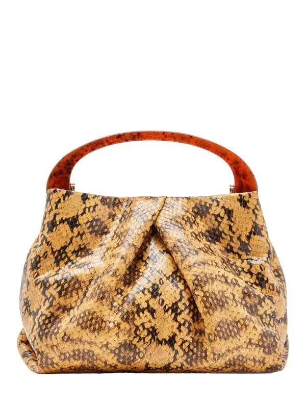 Dries Van Noten Crisp Python-print Calf Leather Handbag - Yellow