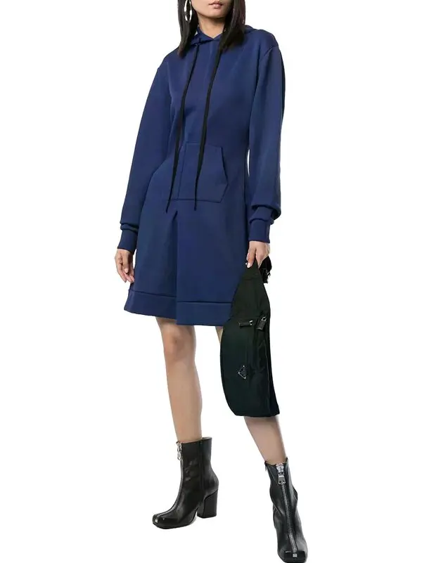 BEN TAVERNITI UNRAVEL PROJECT Hooded Dress With Pin Tucks - Blue