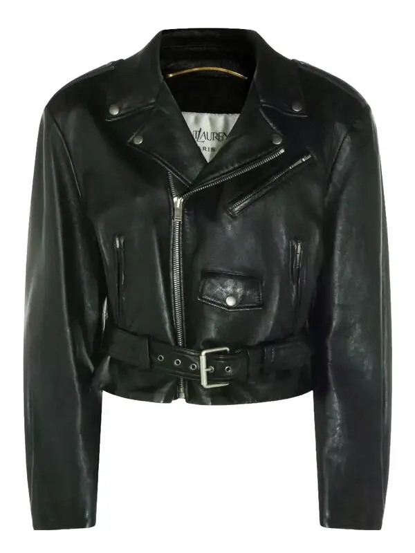 Saint Laurent Belted Biker Jacket - Black