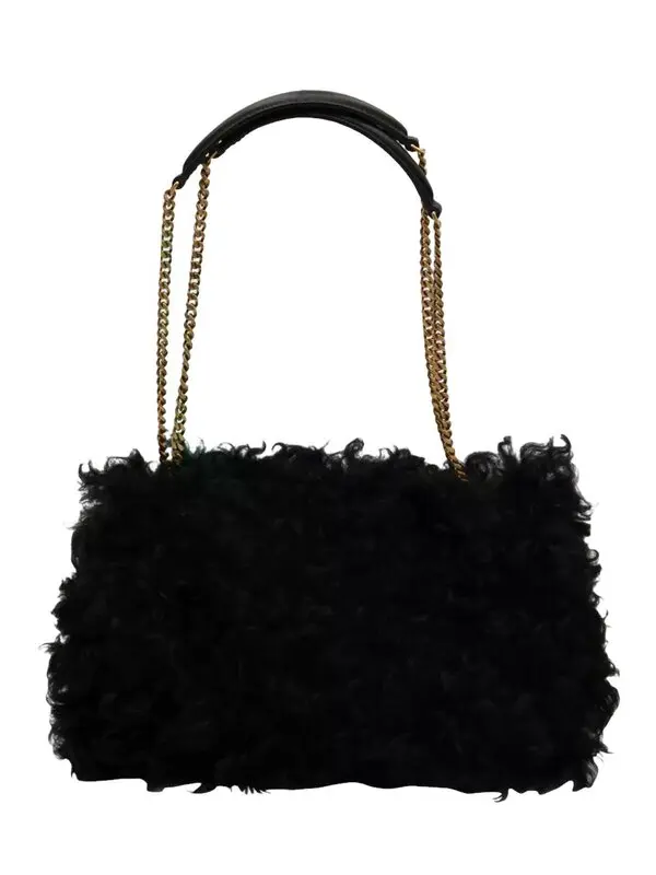 Saint Laurent Shearling Shoulder Bag - Black
