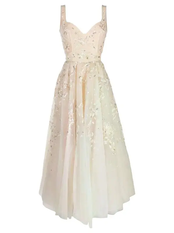 SAIID KOBEISY Sleeveless Embellished Tulle Gown - Neutrals