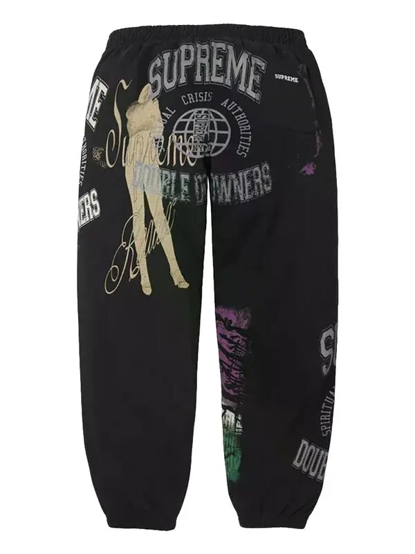 Supreme Overprint Elasticated-waistband Track Pants - Black