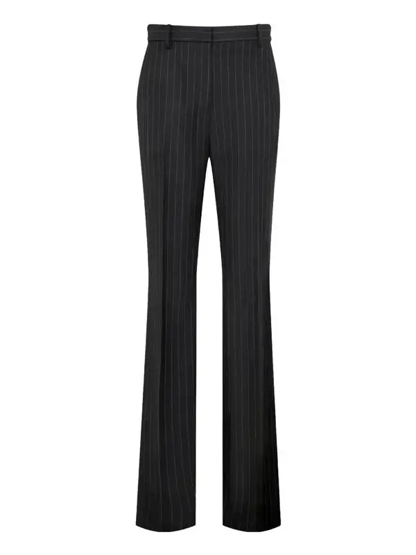 TOM FORD Chalk-stripe Wool-mohair Tailored Straight Leg Boyfriend Pants - Black