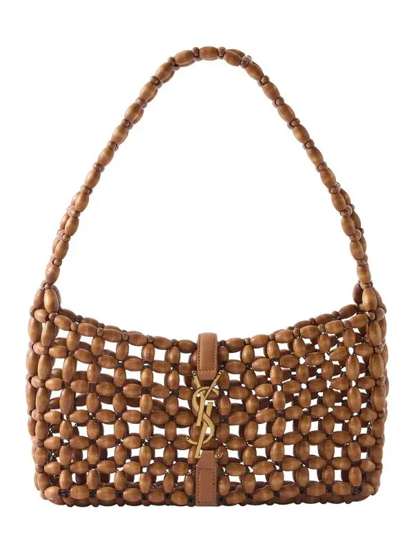 Saint Laurent Le 5 À 7 Woven Wood Shoulder Bag - Red