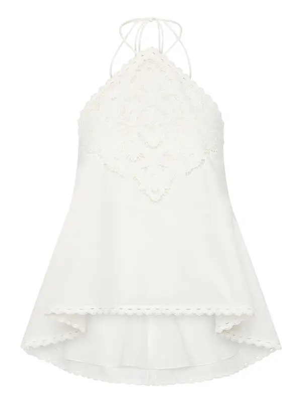 ROAME Marianne Broderie Anglaise Halter Top - White