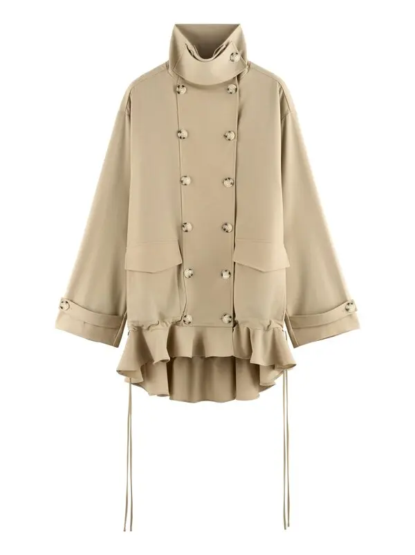 Arakii Frill Jacket Wool-blend Mini Dress - Neutral