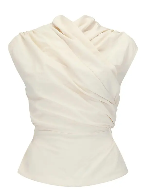 HARRIS TAPPER Sleeveless Draped Top - Ivory