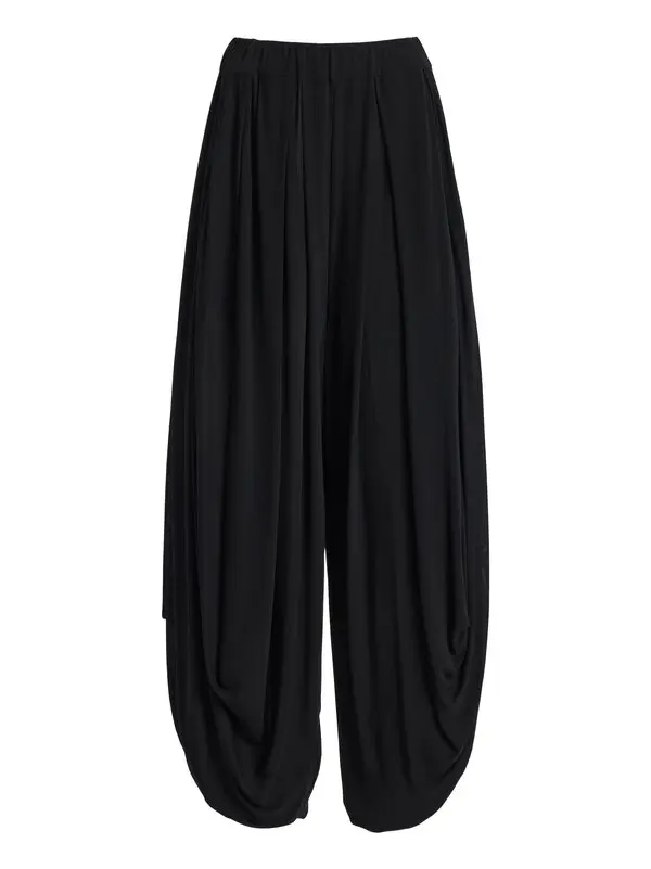 Michael Kors Draped Georgette Jersey Wide-leg Pants - Black