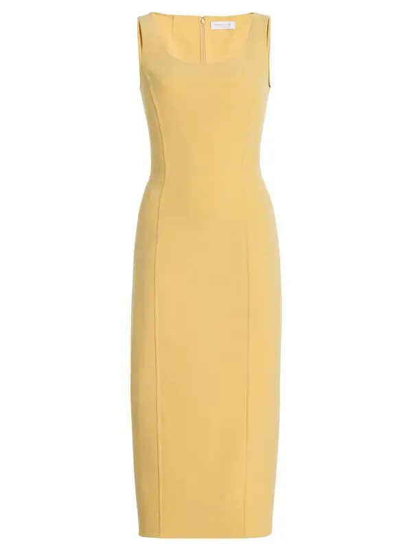 Michael Kors Scoop Neck Stretch-wool Midi Dress - Nude