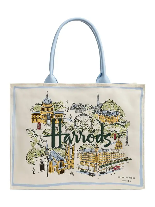 Harrods Canvas City Stories Tote Bag - Ivory