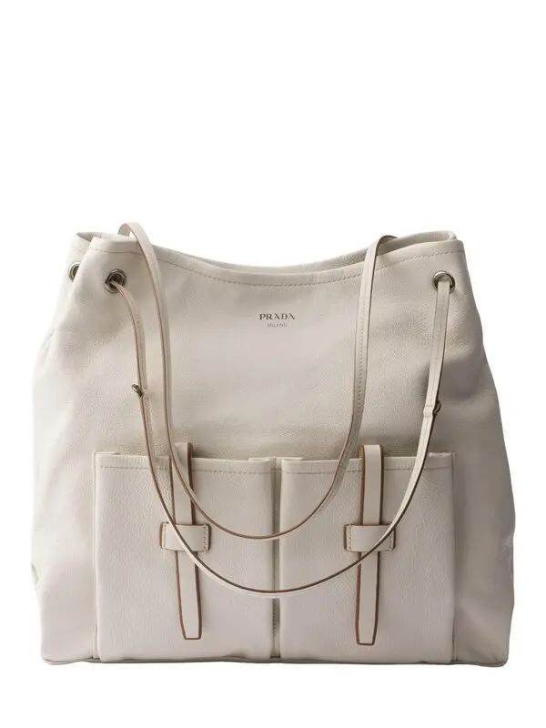 Prada Large Leather Shoulder Bag - Neutral