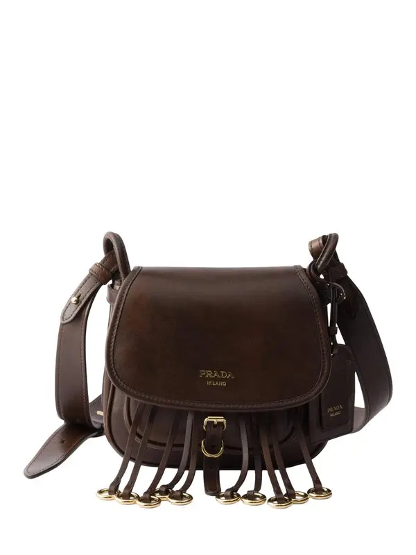 Prada Mini Leather Corsaire Shoulder Bag - Brown