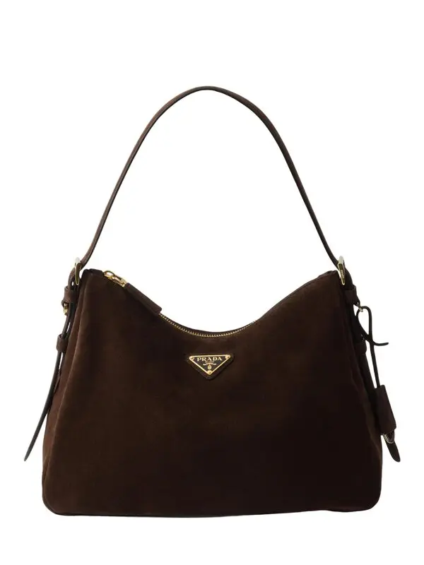 Prada Medium Suede Shoulder Bag - Brown