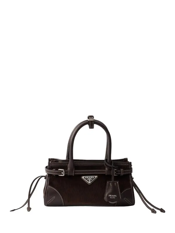 Prada Small Corduroy Bonnie Shoulder Bag - Brown