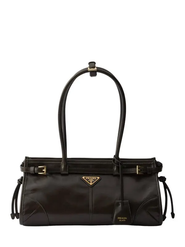 Prada Medium Leather Bonnie Shoulder Bag - Green