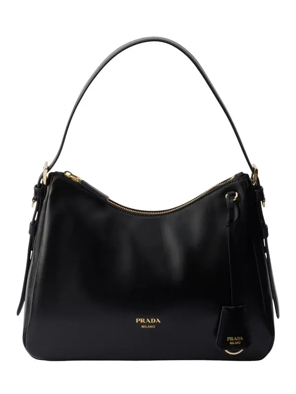 Prada Medium Leather Shoulder Bag - Black