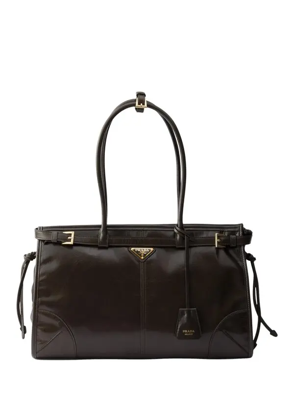 Prada Large Leather Bonnie Shoulder Bag - Green