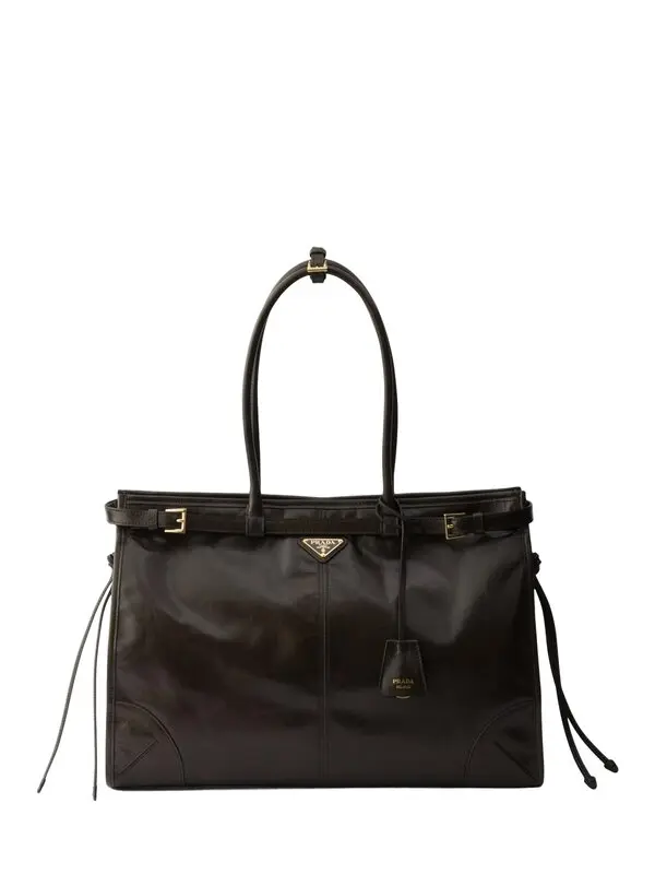 Prada Extra Large Leather Shoulder Bag - Green
