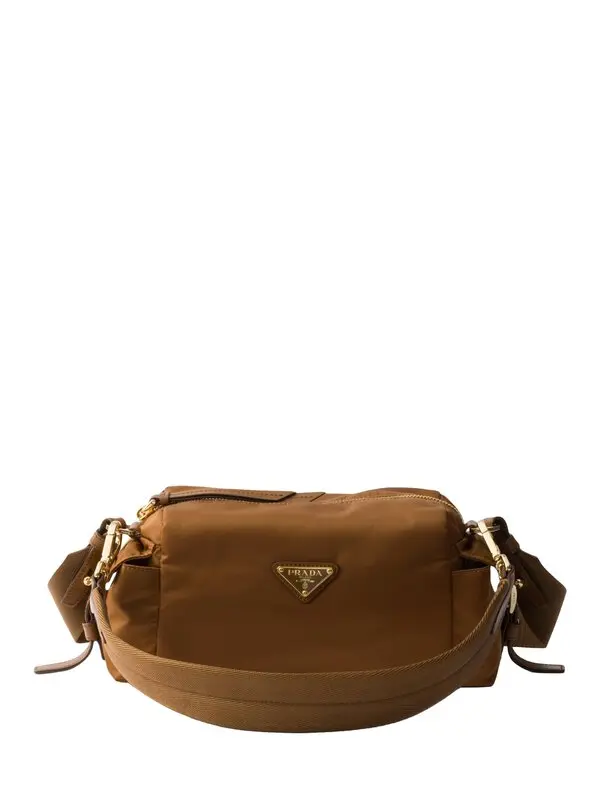 Prada Small Re-nylon And Leather Shoulder Bag - Brown
